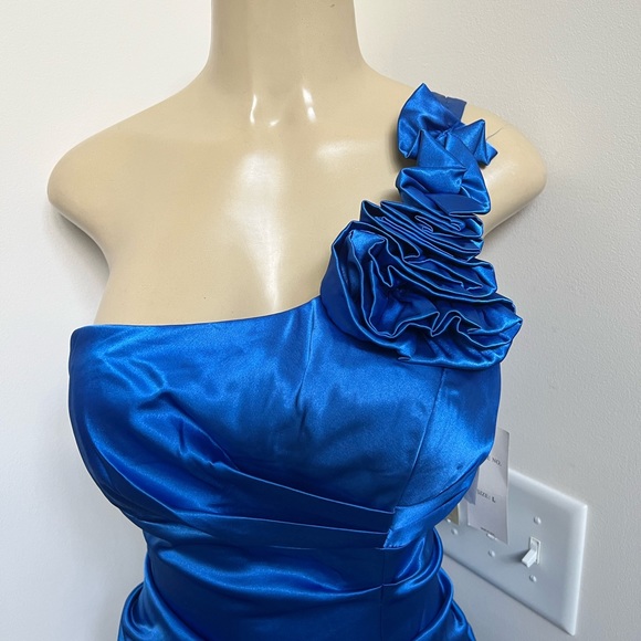 Juno | Dresses | Juno Blue One Shoulder Satin Dress | Poshmark